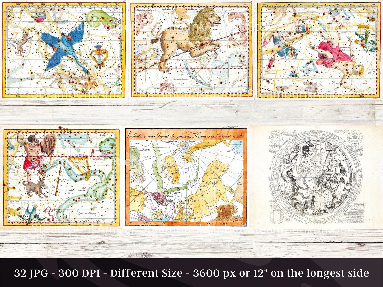 Astrological Star Chart Images | 32 HQ Digital Image Bundle 3 ...