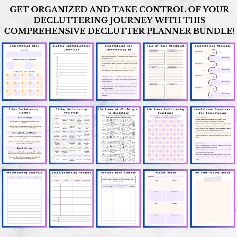 Declutter Planner Decluttering Tips Declutter Challenge Life Organizer Pdf Printable ADHD ...