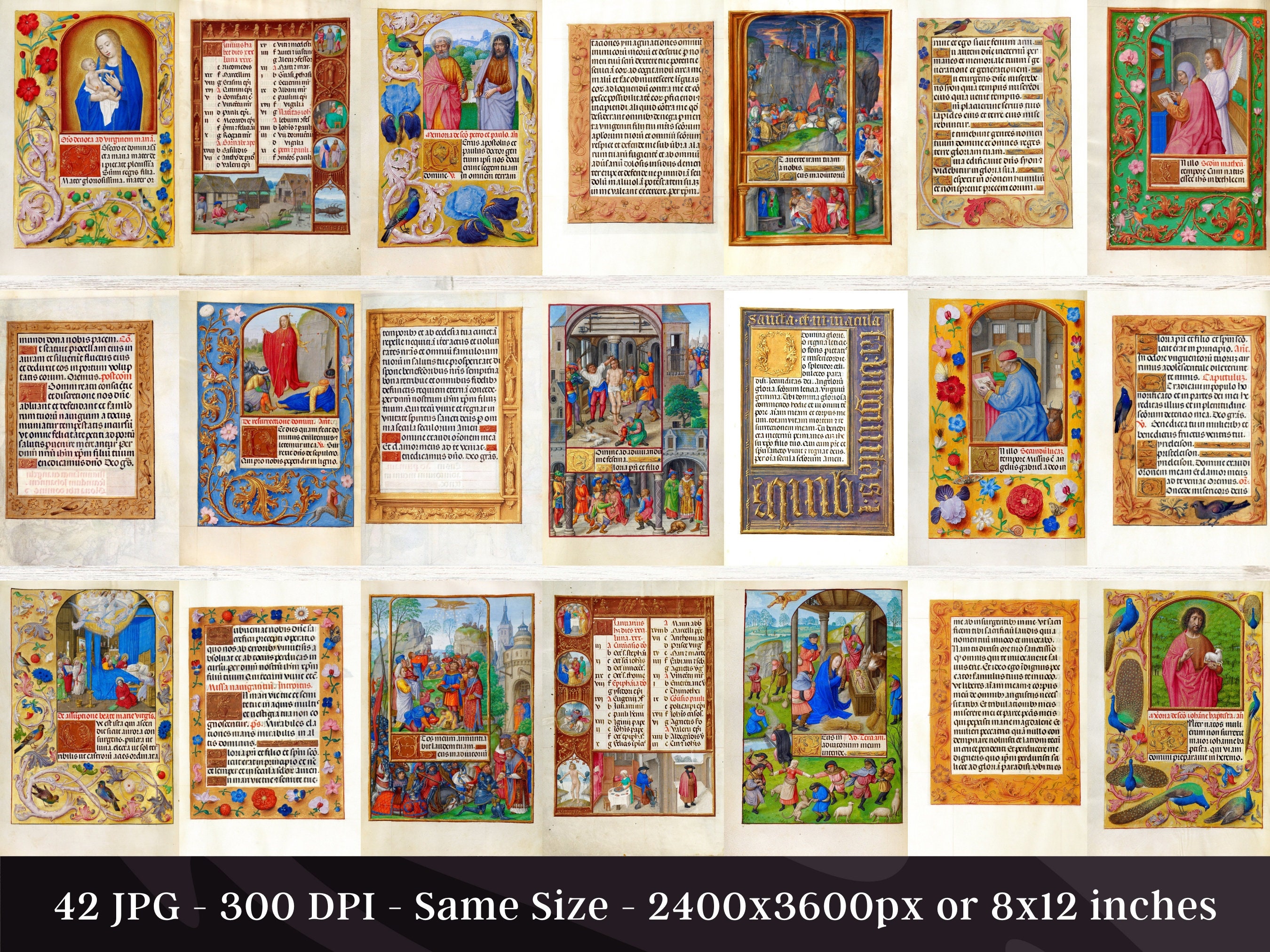 Illuminated Manuscript 42 Medieval Religious Renaissance Illustrations ...