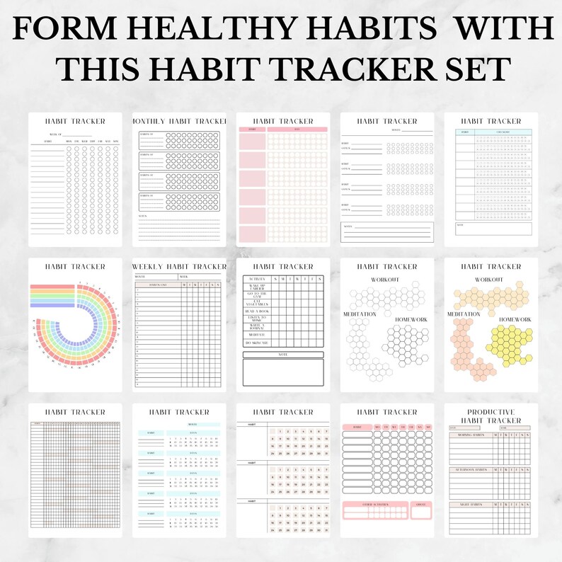 2023 Habit Tracker Printable Motivation Planner Yearly, Monthly, Weekly ...