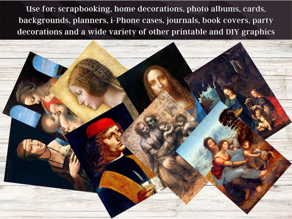 Leonardo Da Vinci Artwork Paintings | 25 HQ Digital Image Bundle ...