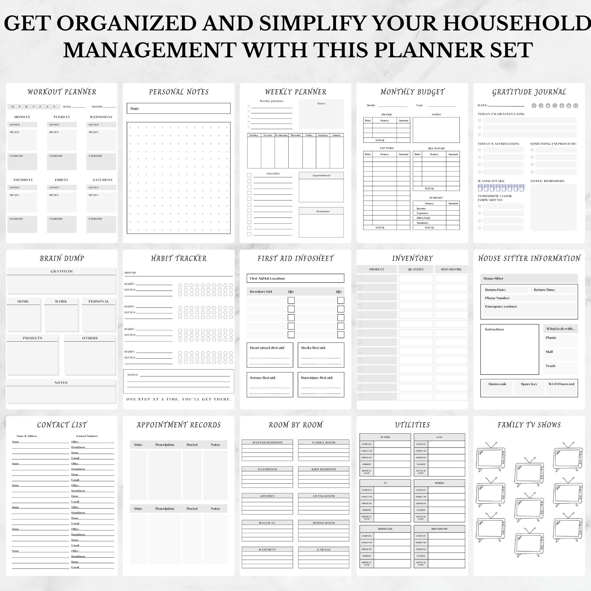 Household Planner ADHD Home Management Printable Household - Etsy
