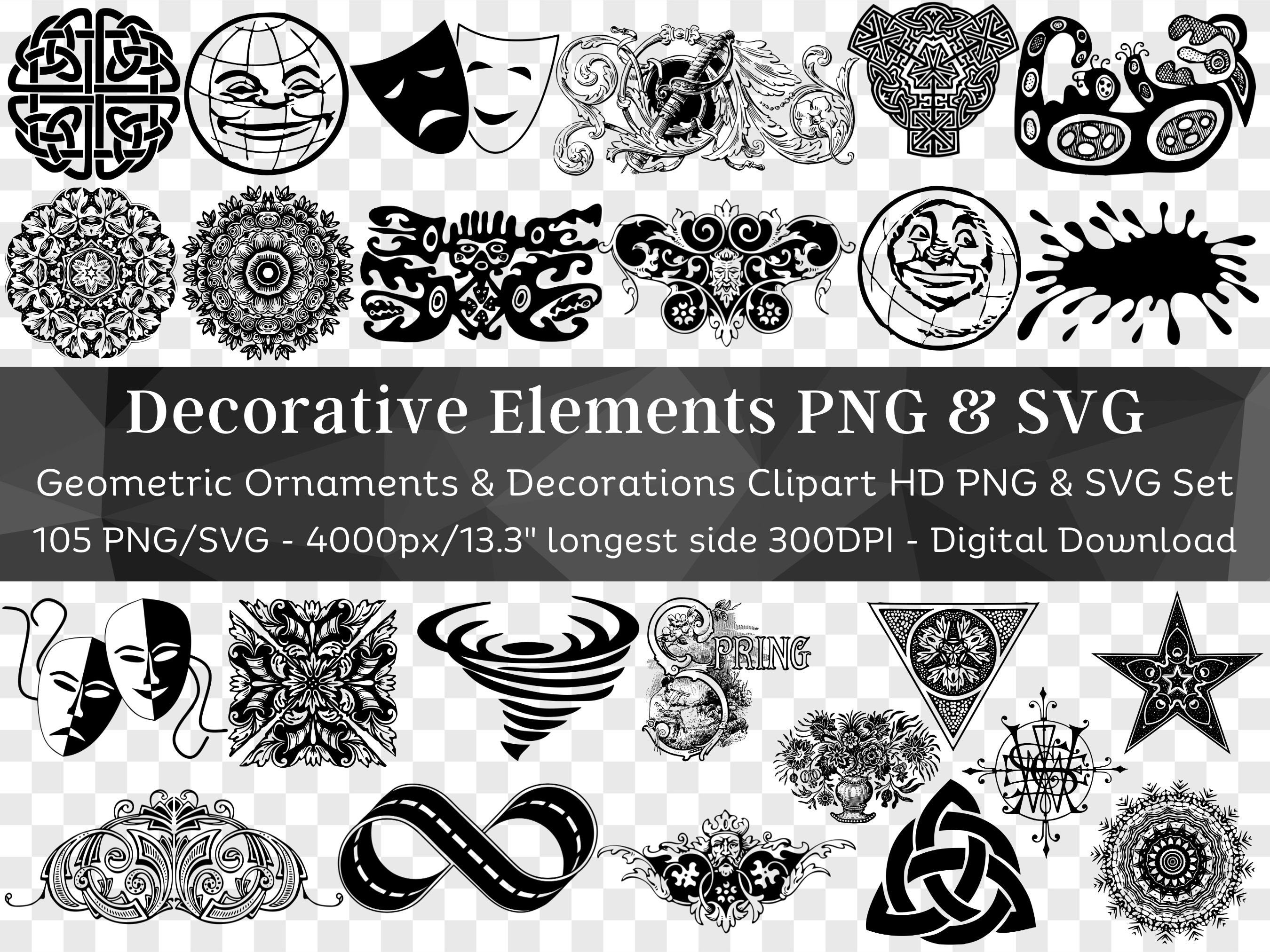 Ornament and Decoration 105 PNG & SVG Bundle Clipart Silhouette SVG ...
