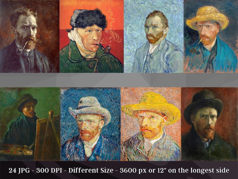 Vincent Van Gogh Self Portrait 24 HQ Printable Art Decor Set 6 Classic ...