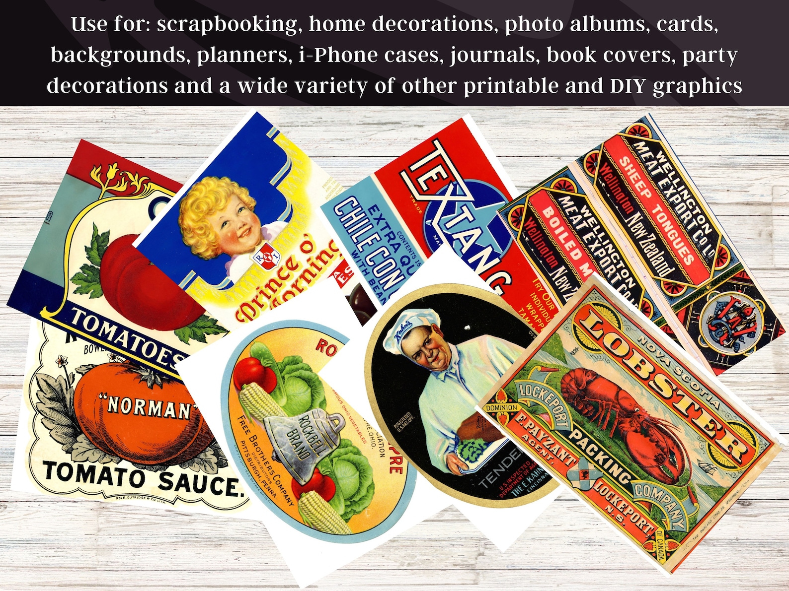 Vintage Can Labels Kit 84 HQ Digital JPG Bundle 1 Retro Food Canister ...