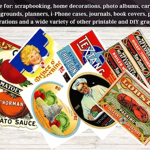 Vintage Can Labels Kit 84 HQ Digital JPG Bundle 1 | Retro Food Canister ...