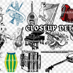 Musical Instruments Clipart Set 115 PNG SVG | Orchestra Clip Art Bundle ...