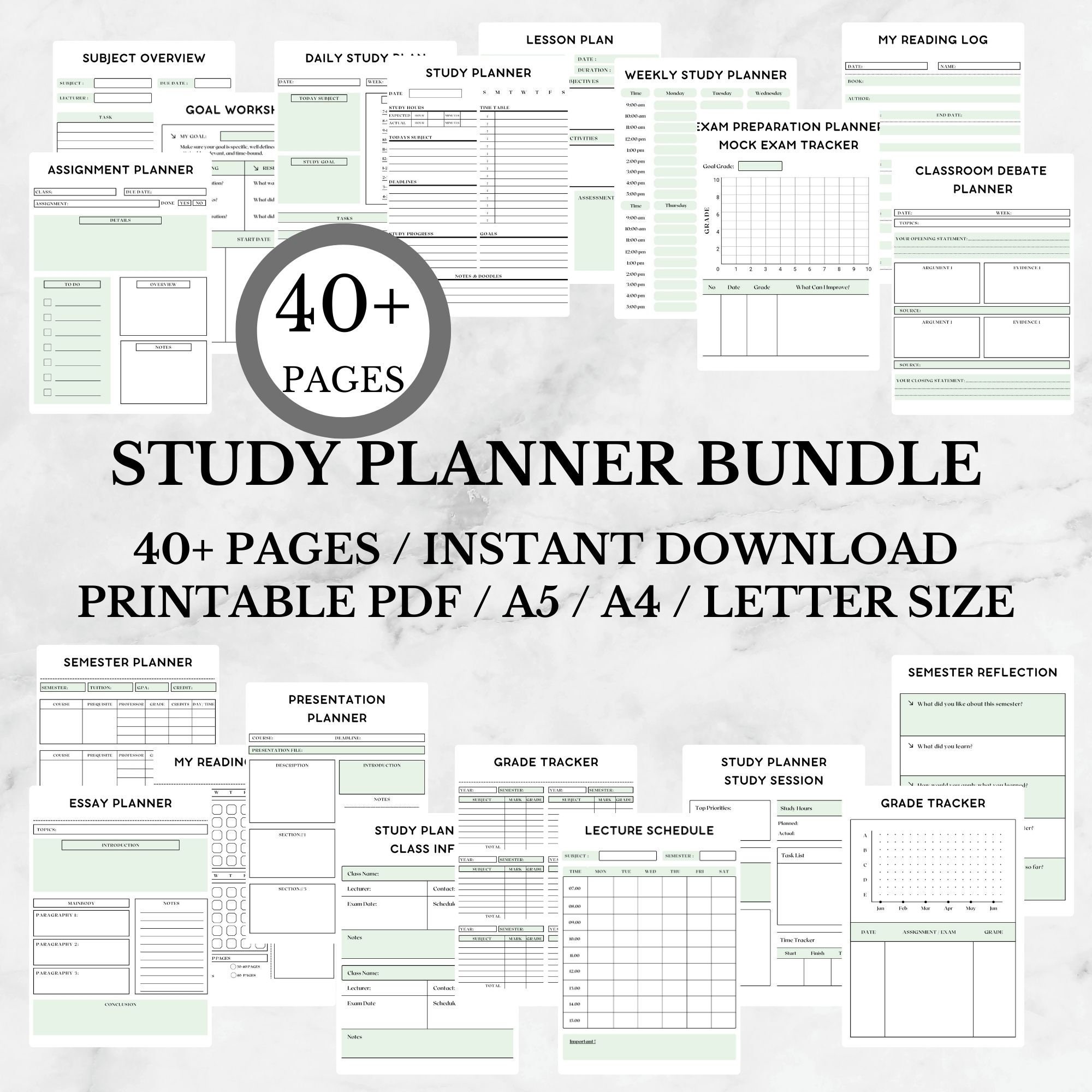 Student Planner Printable College Student Planner High School Planner ...