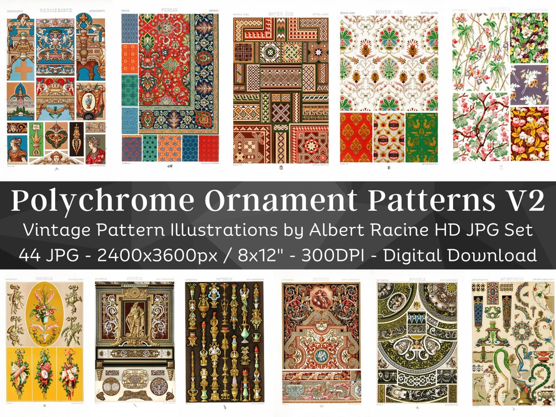 Polychrome Ornament 44 Antique Pattern Illustrations V2 | Greek Roman ...