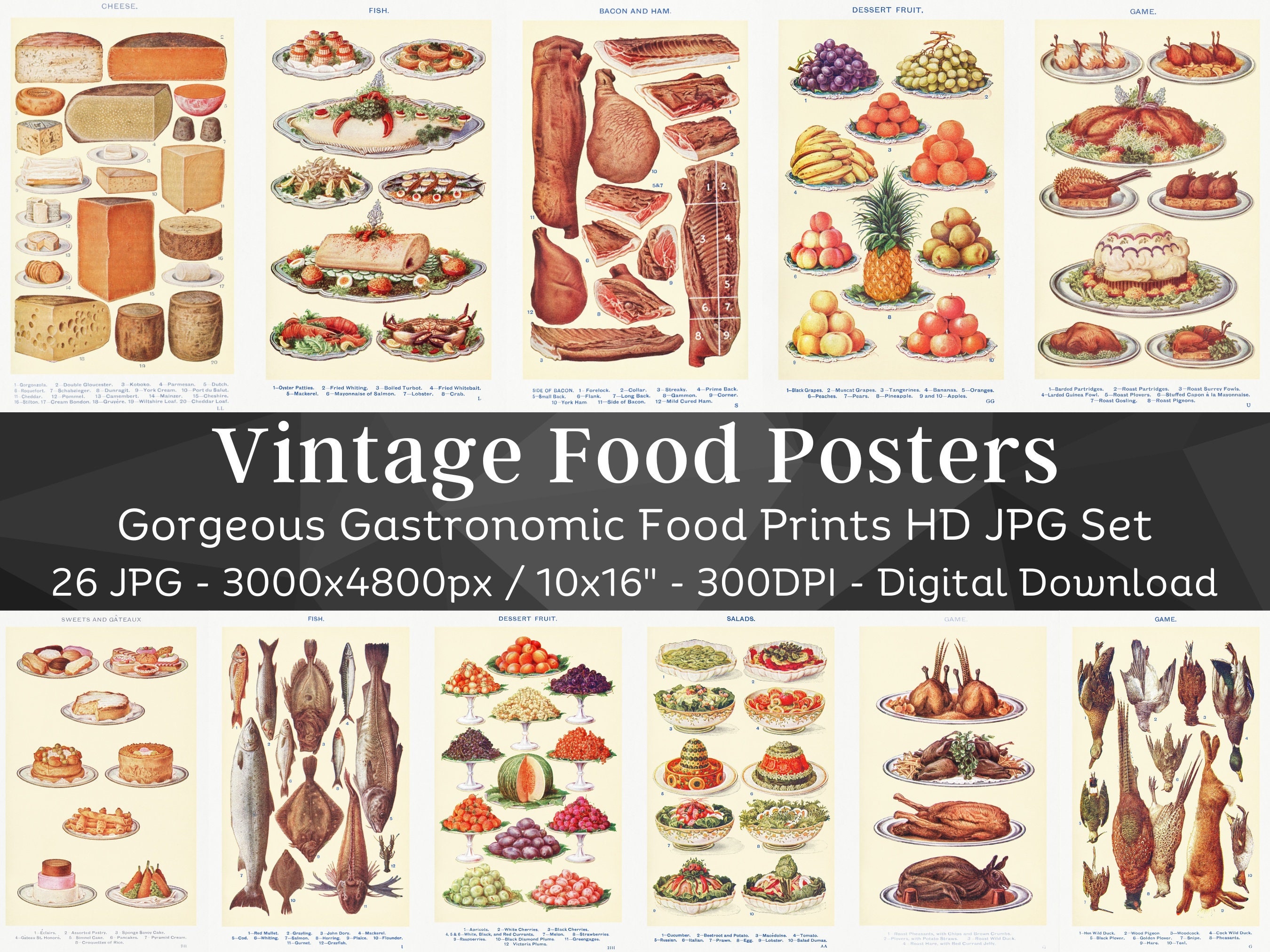 The Complete Vintage Food Posters 26 HQ Image Set Awesome Printable ...
