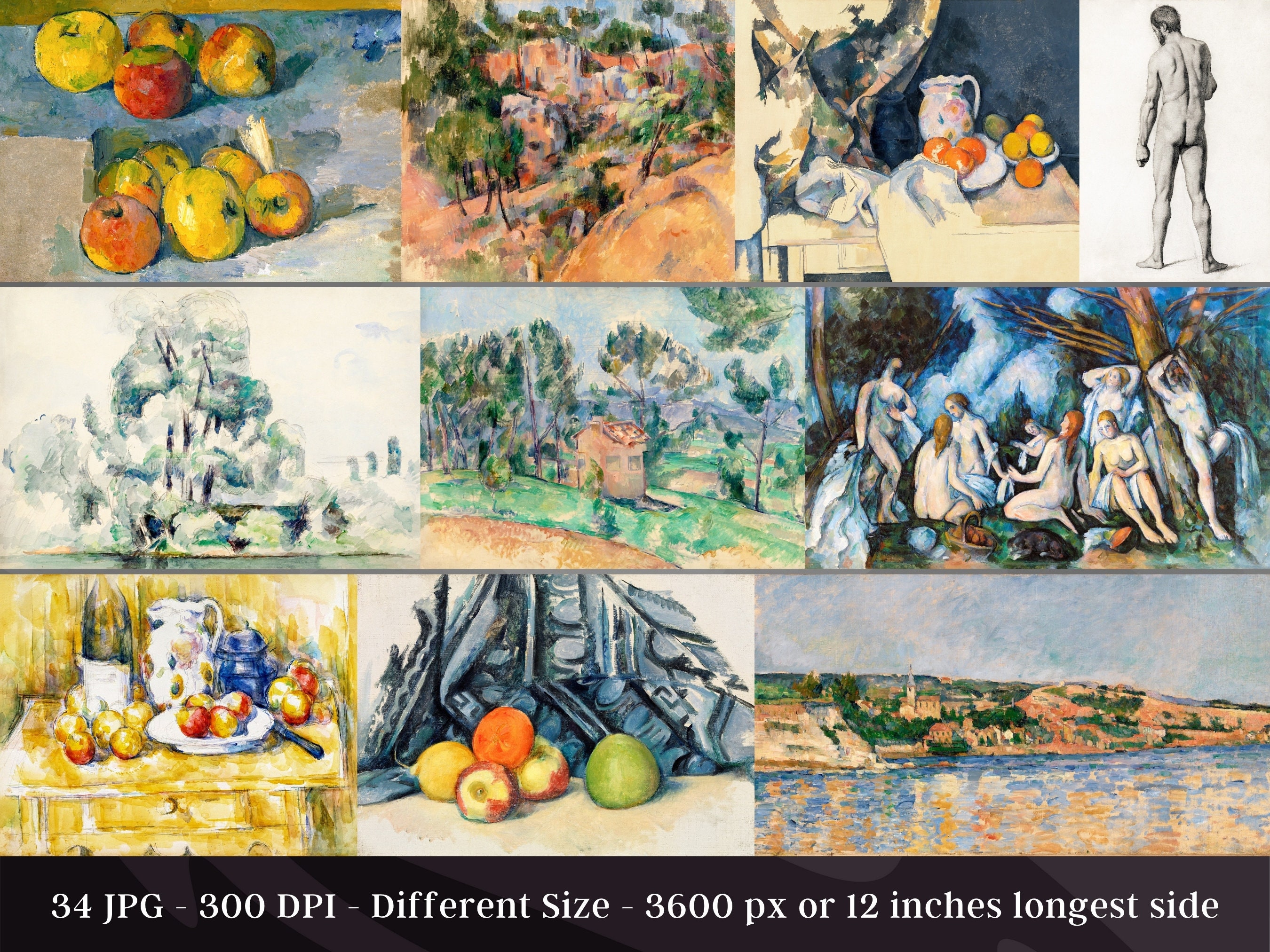 Paul Cezanne Paintings 34 HQ Printable Art Decor Set 1 | Classic Still ...