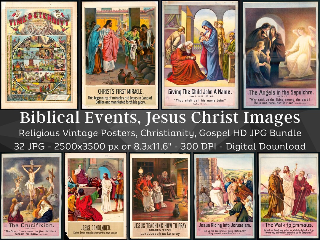 Vintage Jesus Christ Life Images | 32 HQ Digital Image Bundle | Antique ...