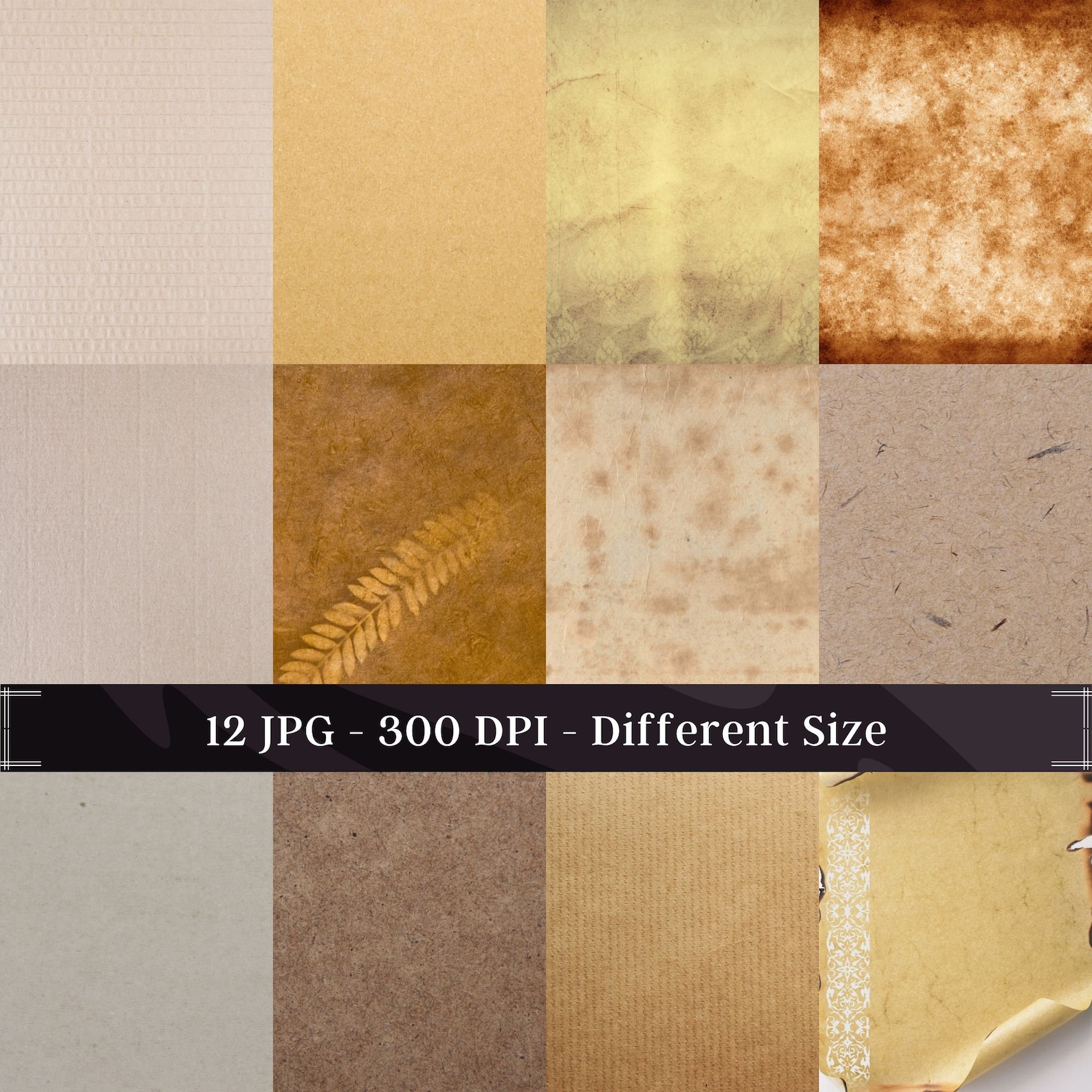 12 Vintage Paper Texture Scrapbook Procreate Paper Texture Bundle ...