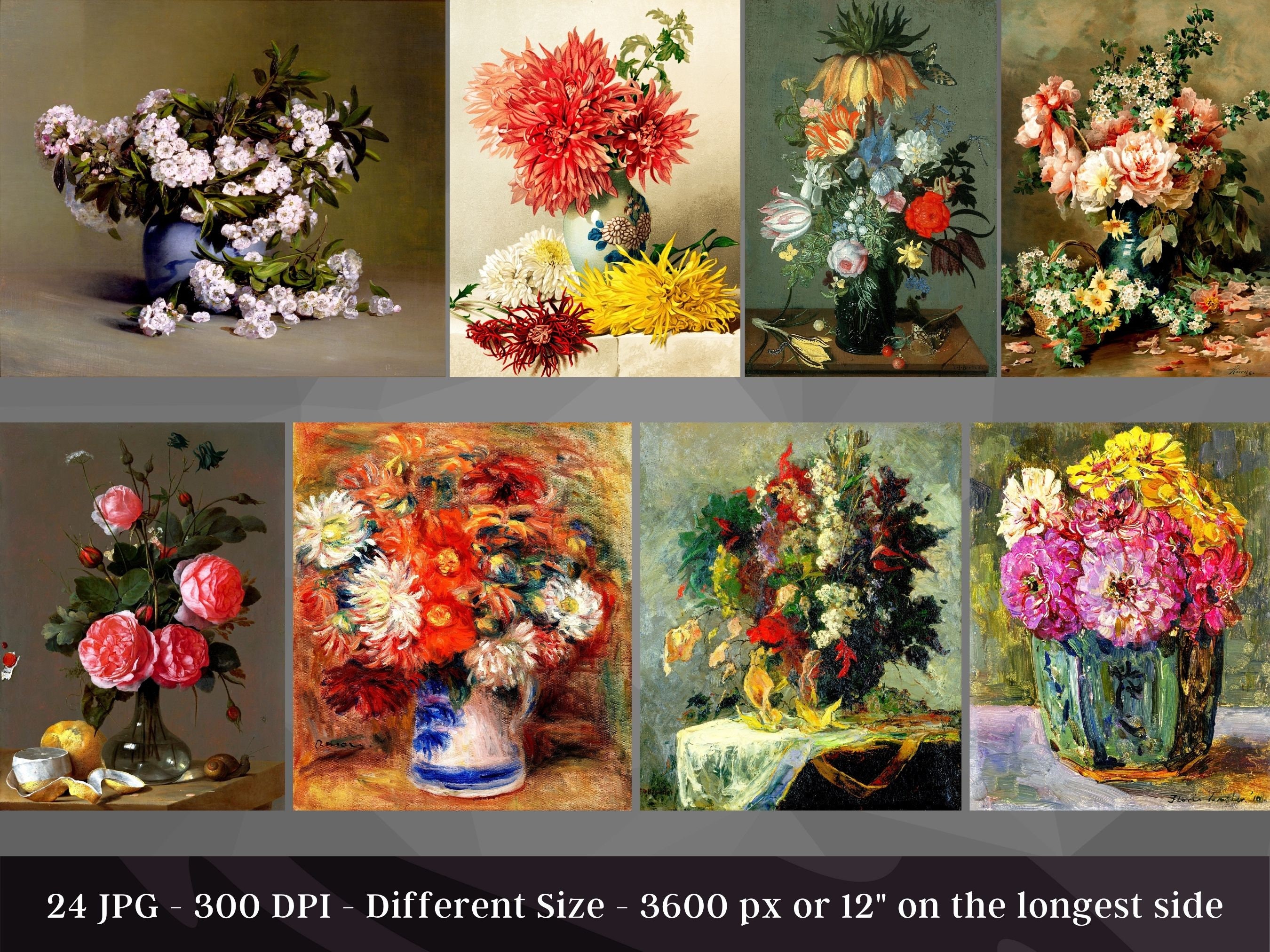 Still Life Flowers Famous Flower Art Prints 24 HQ Floral - Etsy