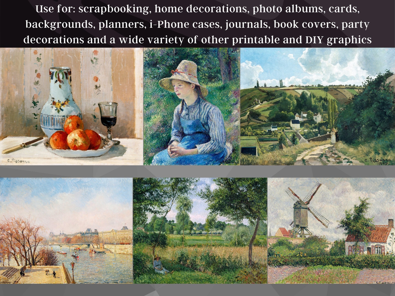 Camille Pissarro Paintings 30 HQ Printable Art Decor Set 3 | Classic ...
