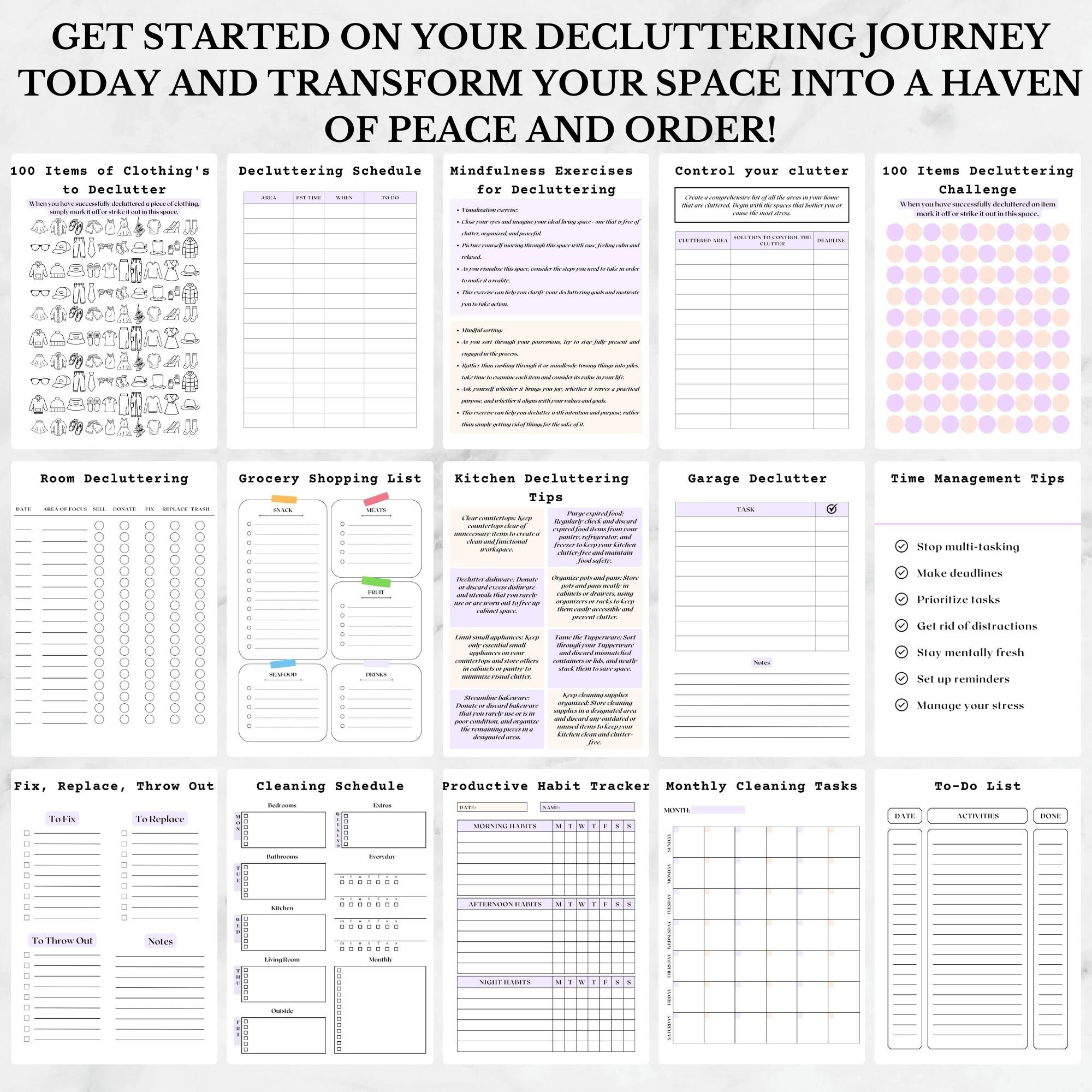 Declutter Planner Decluttering Tips ADHD Household Planner Life ...