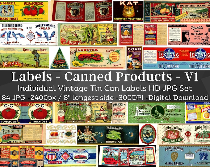 6 Different Original Vintage Tin Can Labels 1930s Tomato Paste Italian ...