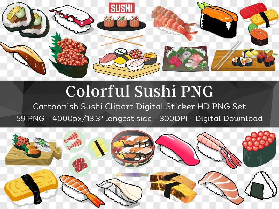 Sushi PNG Bundle | Japanese Food Clipart | Bento, Ebi, Egg, Ikura ...