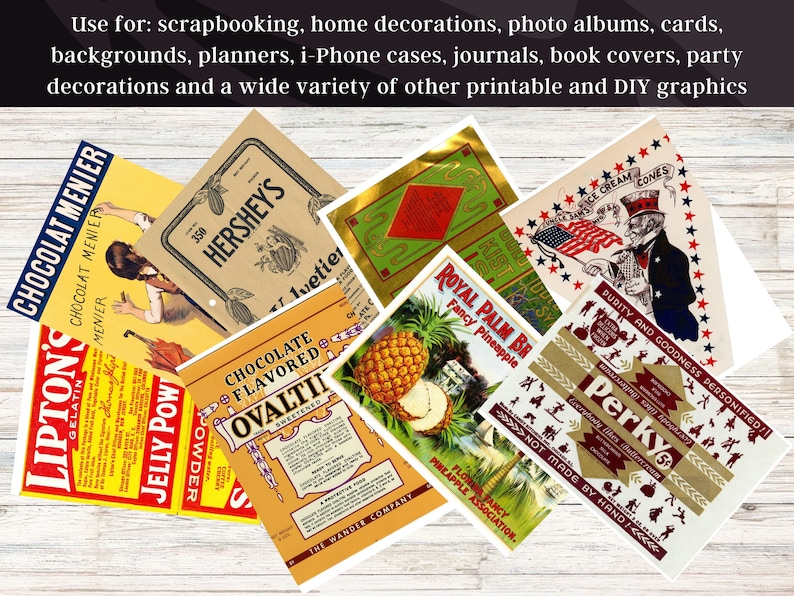 Vintage Sweets Labels Kit 80 HQ Digital JPG Bundle 3| Retro Candy Label ...