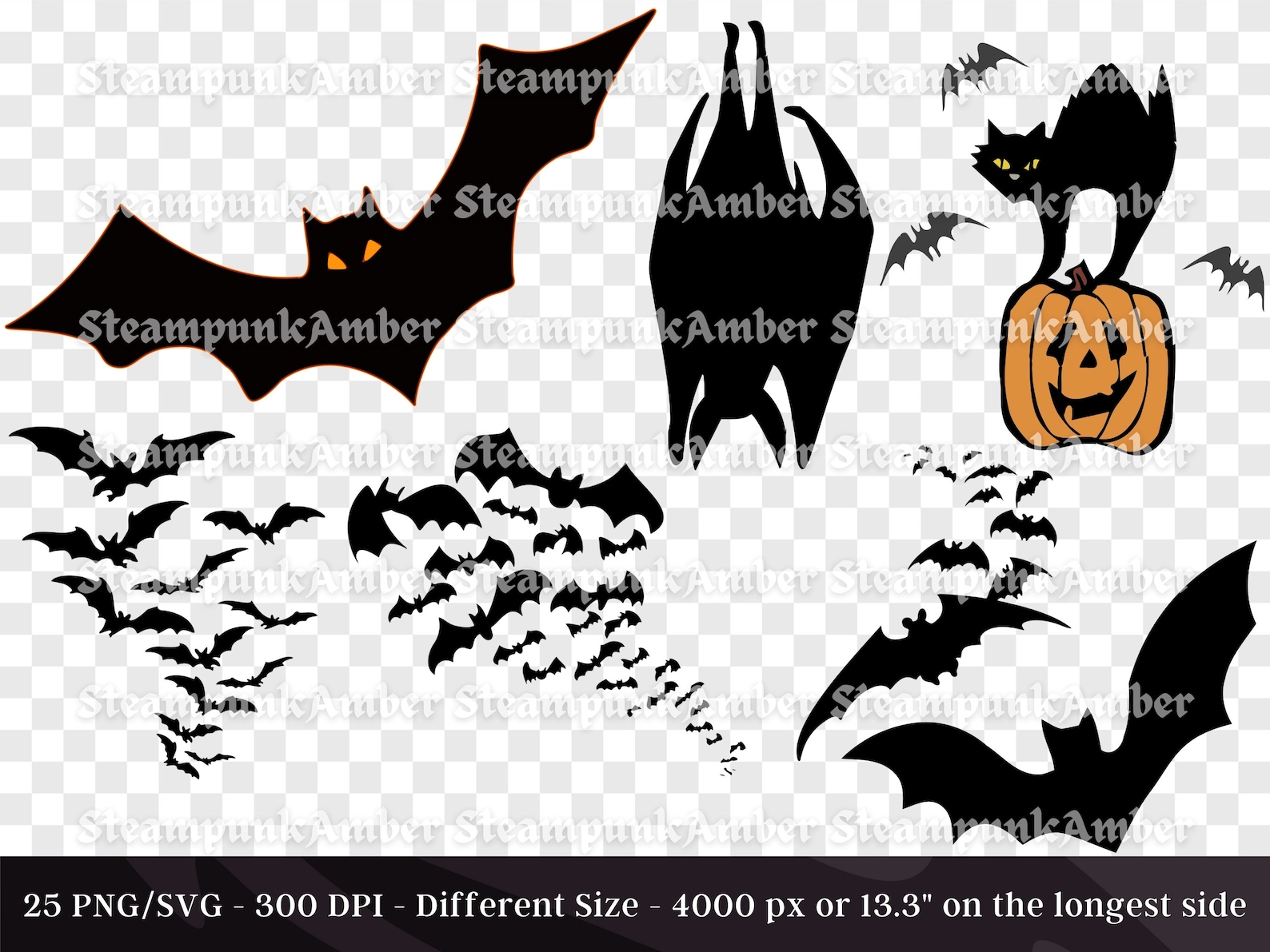 Bat Clipart 25 PNG & SVG Bundle Bat Clipart Silhouette - Etsy