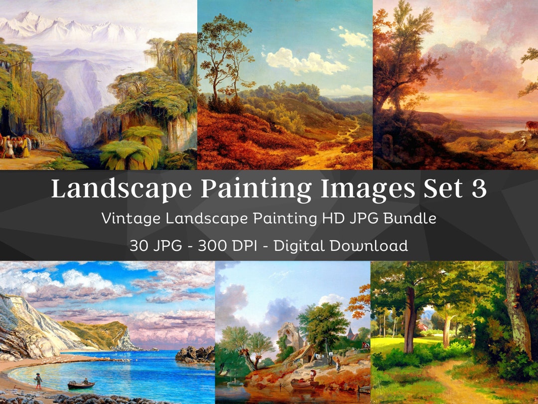 Classic Landscape Painting Images| 30 HQ Digital Image Bundle 3 ...
