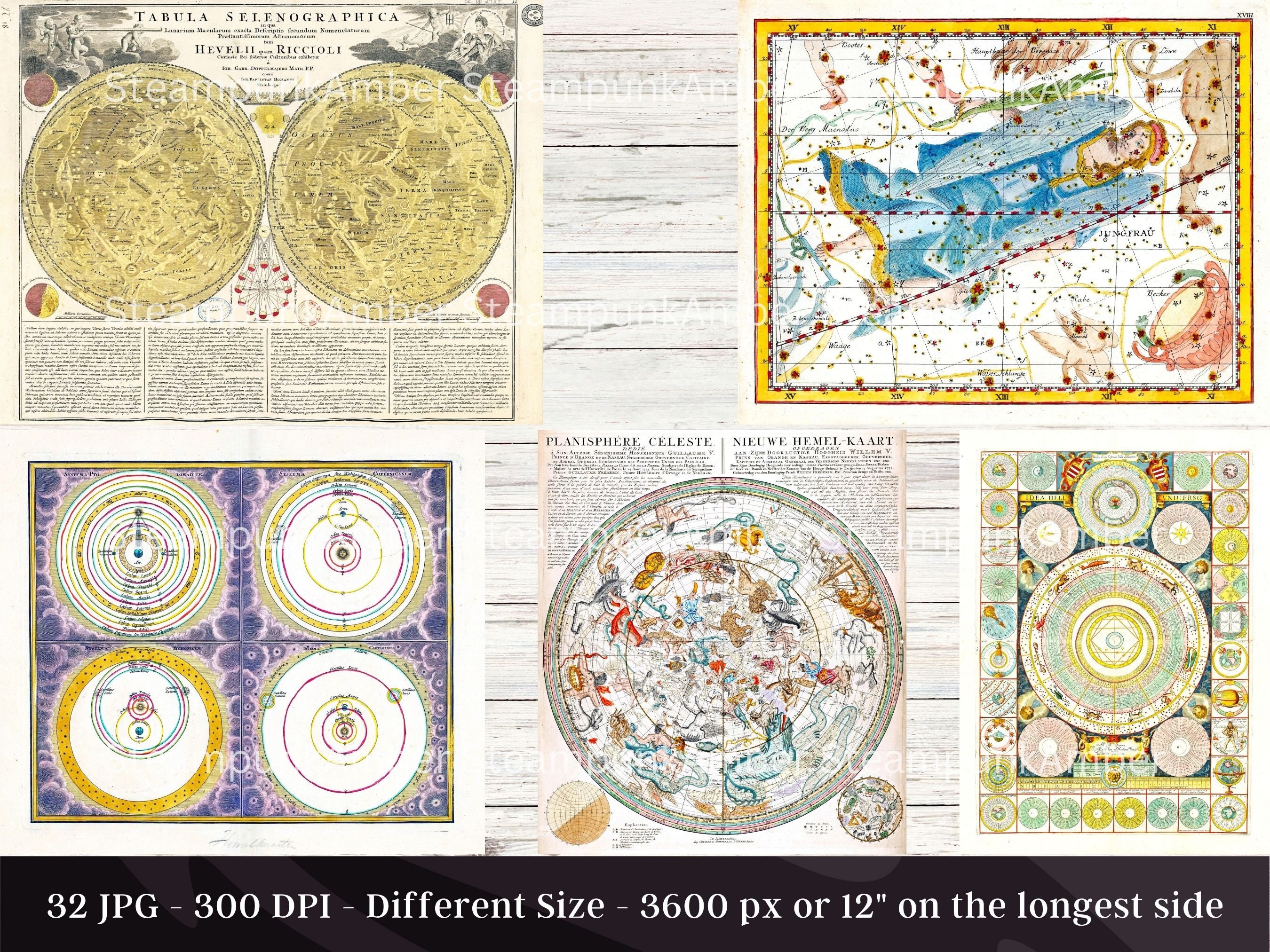 Astrological Star Chart Images | 32 HQ Digital Image Bundle 4 ...