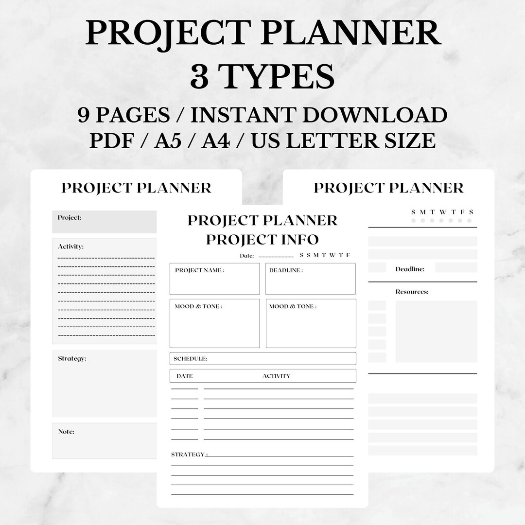 Project Planner Printable Work Planner Kit Task Tracker - Etsy