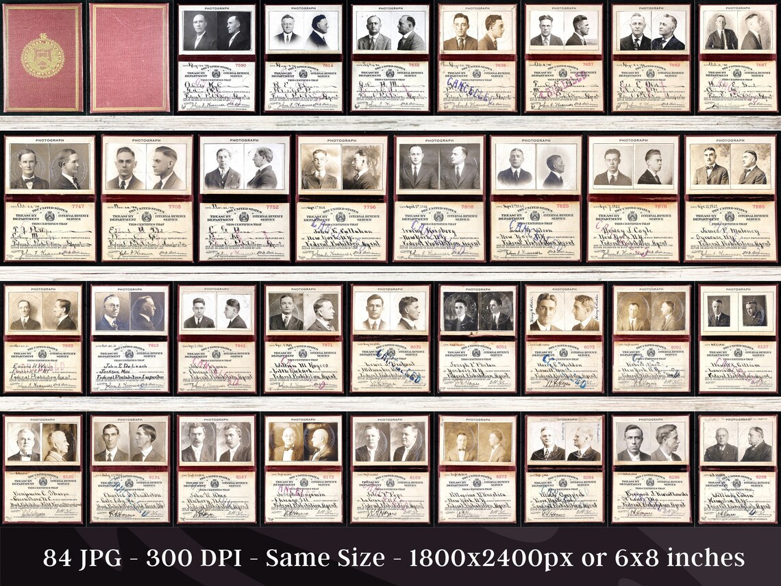 Vintage 1920s USA Federal Prohibition Agent Identity Cards HD Image V2 ...