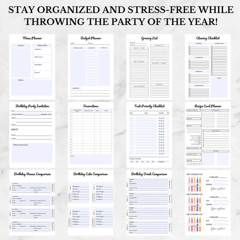 Birthday Planner Printable Party Planner Pdf Party - Etsy