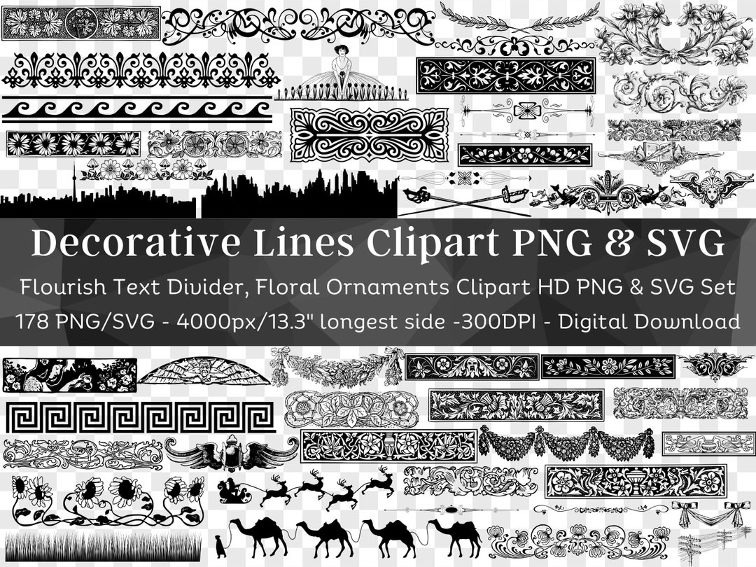 Decorative Lines 178 PNG & SVG Bundle | Flourish Text Divider Svg ...