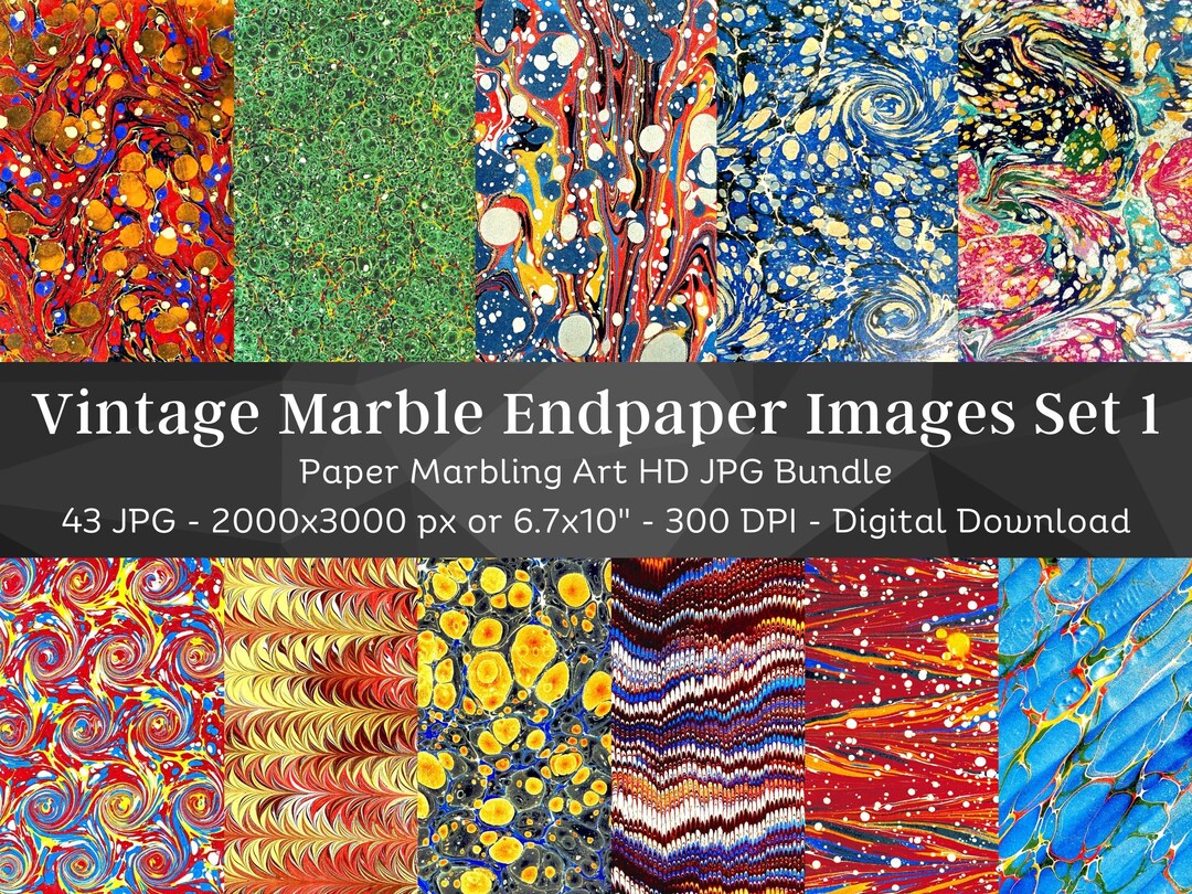 Vintage Decorative Marbling Art Bundle Set 1 | 43 Antique Marbled ...