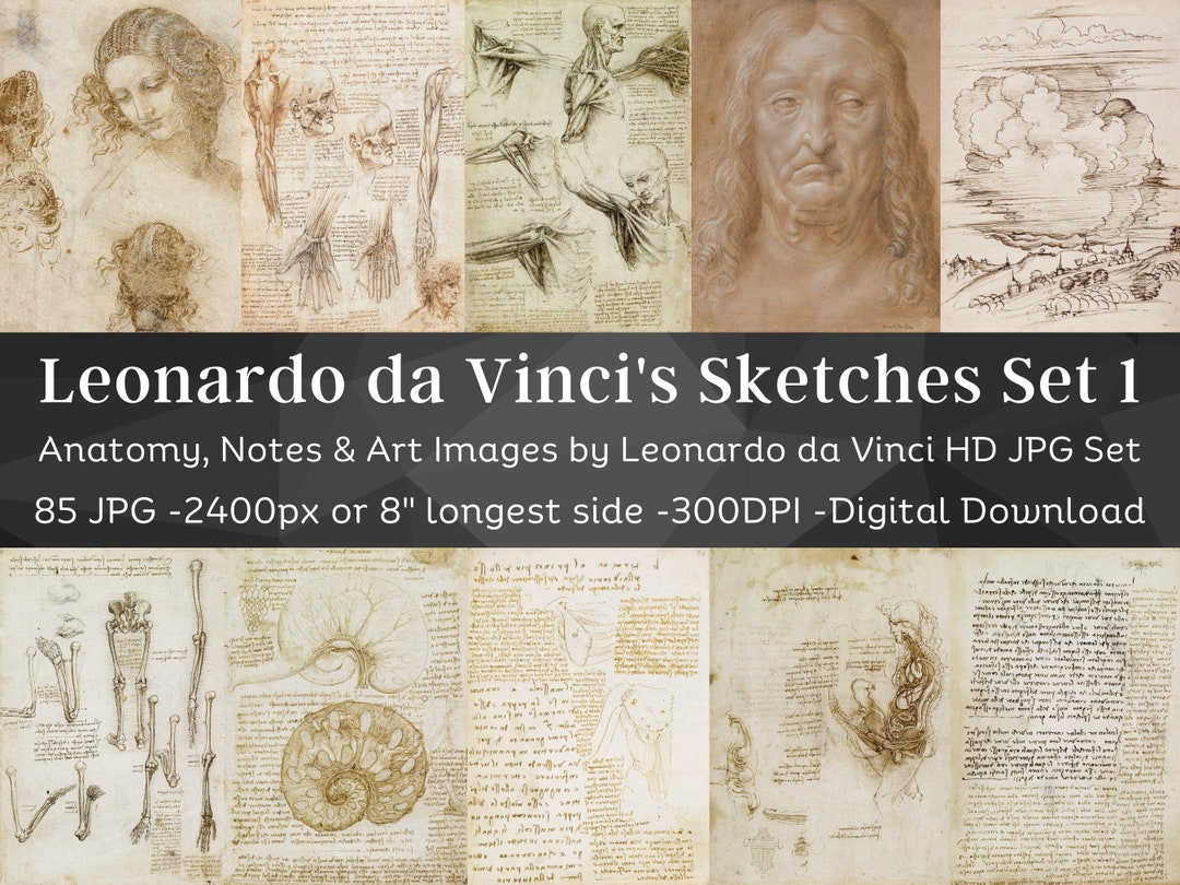 Leonardo Da Vinci Manuscript Notes 85 Digital Image Bundle 1 | Vintage ...