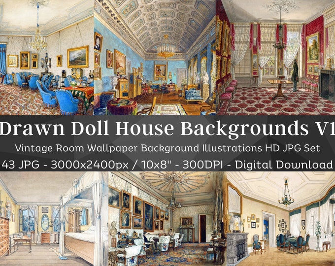Dollhouse Room Backgrounds for Paper Doll Play, Dioramas, Etc. -jpg ...