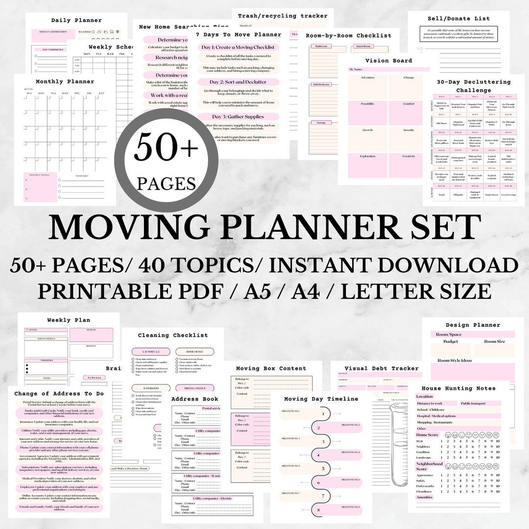 Moving Planner Printable | Moving Binder Pdf | Moving Checklist, List ...