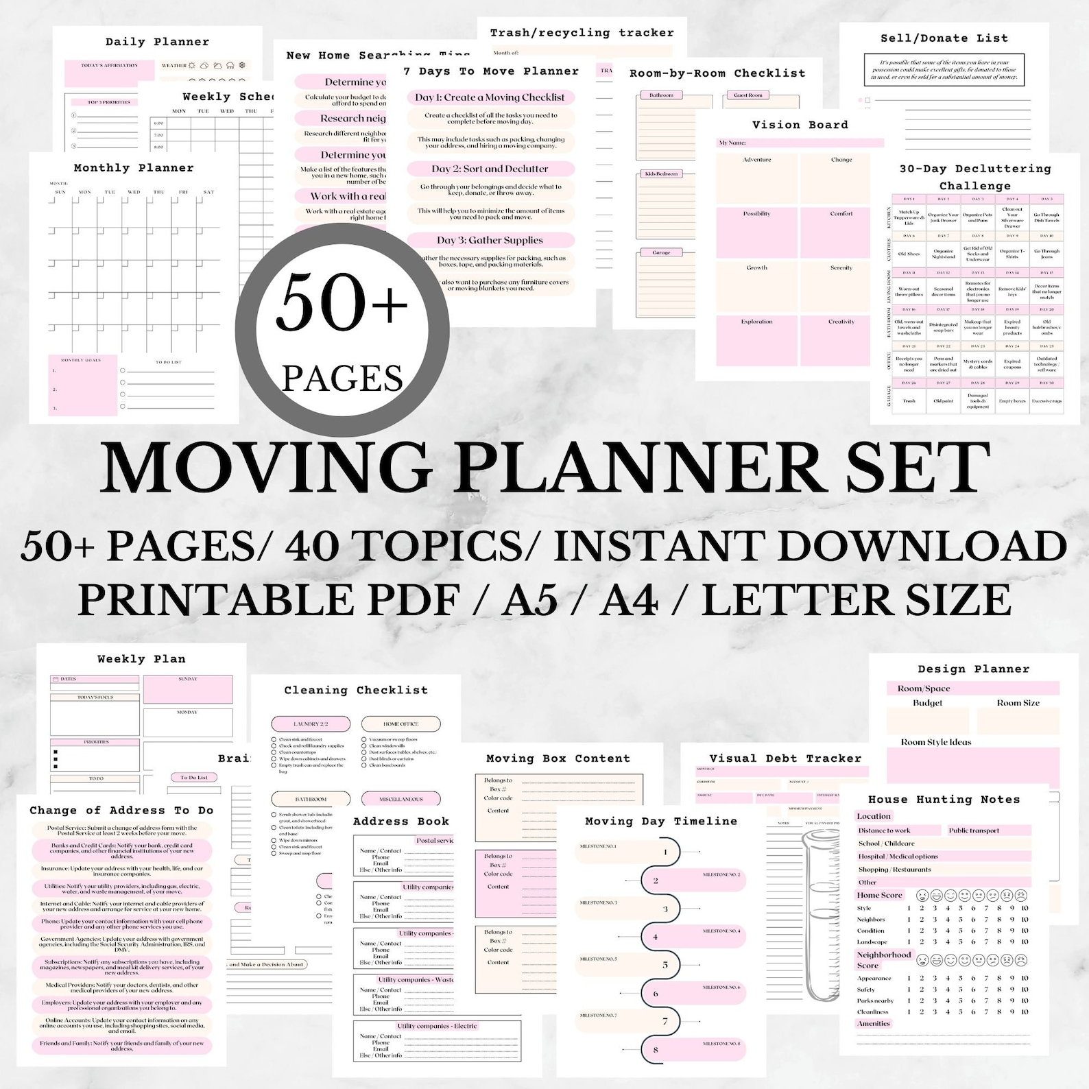 Moving Planner Printable Moving Binder Pdf Moving Checklist, List, Gift ...