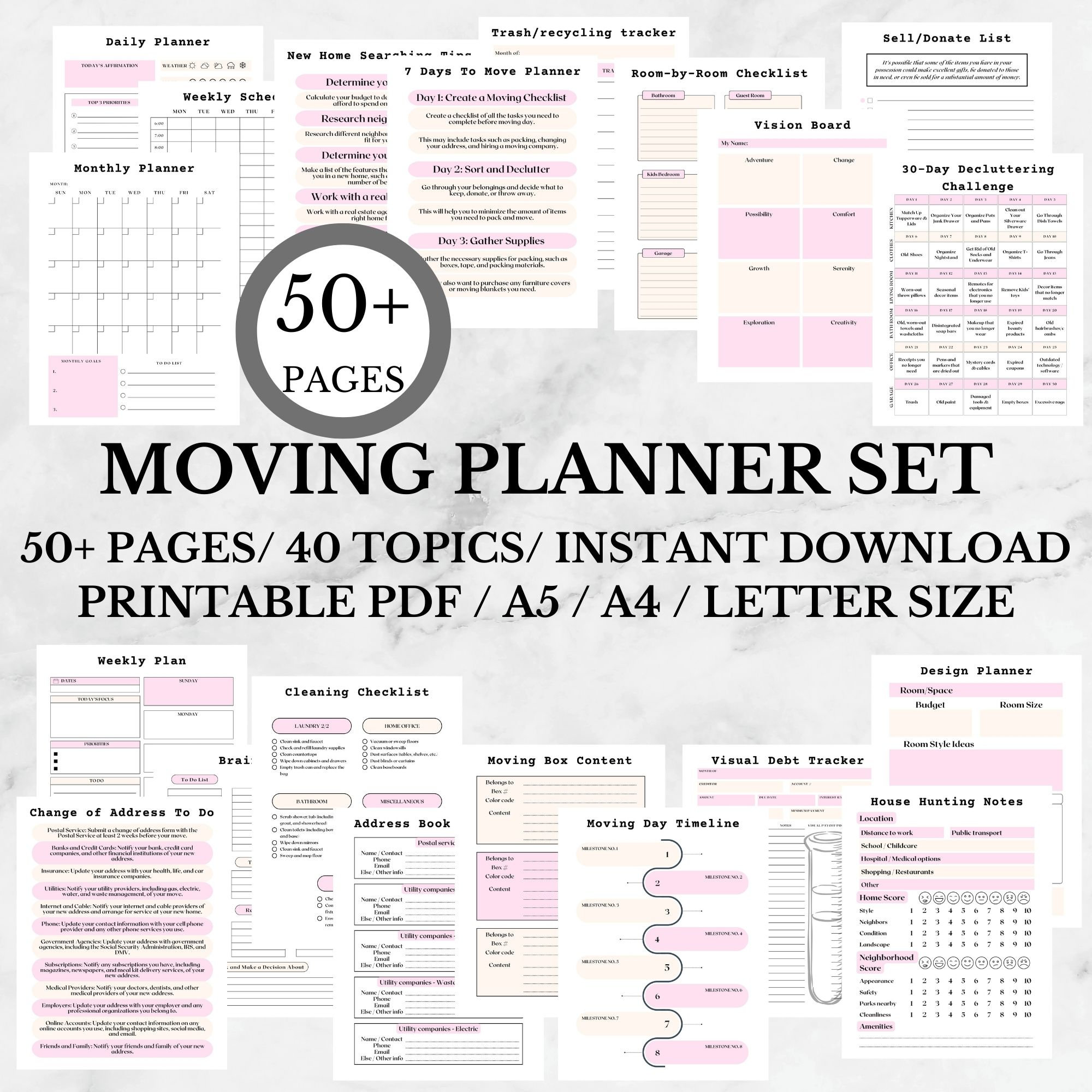 Moving Planner Printable Moving Binder Pdf Moving Checklist, List, Gift ...