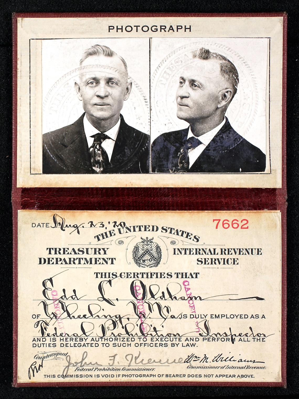 Vintage 1920s USA Federal Prohibition Agent Identity Cards HD Image V2 ...