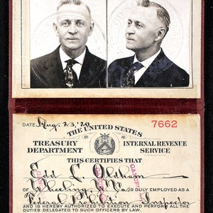 Vintage 1920s USA Federal Prohibition Agent Identity Cards HD Image V2 ...