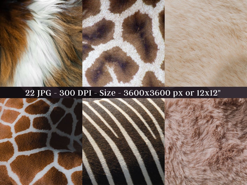 Animal Fur Textures Digital Paper Safari Fur Pelt Pattern - Etsy
