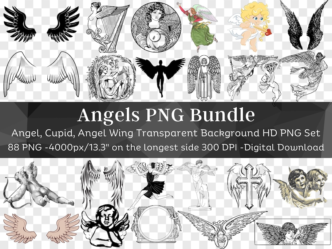 Angel Clipart 88 PNG Bundle | Angel Wings, Cupid, Religious Art ...