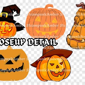 Holiday Clipart | Halloween 48 PNG Bundle | Smiling Carved Pumpkin Face ...
