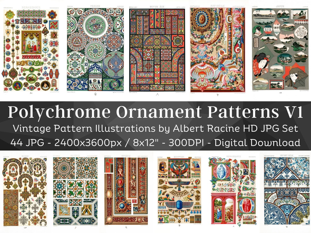 Polychrome Ornament 44 Antique Pattern Illustrations V1 | Greek Roman ...