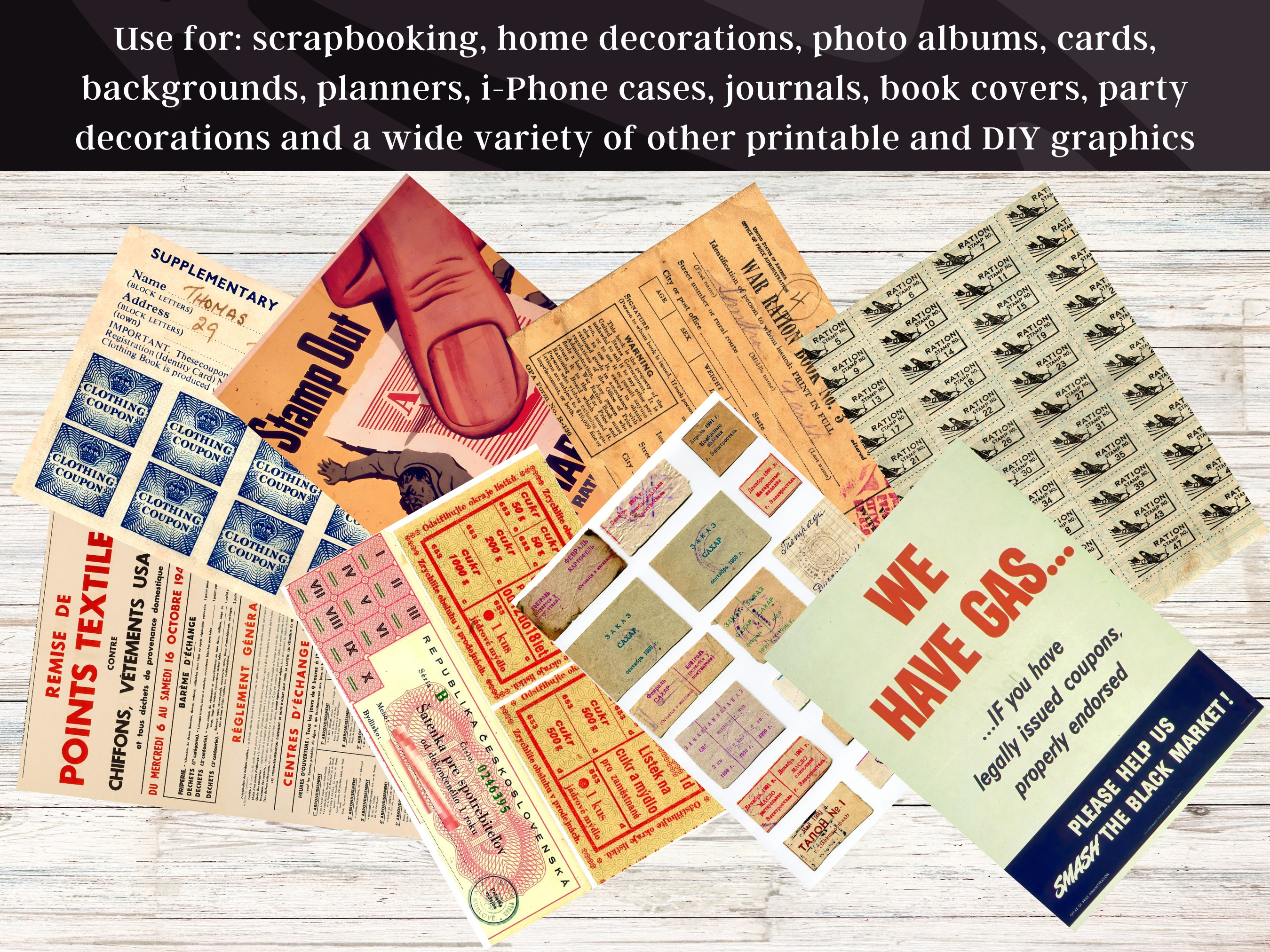 51 Vintage World War 1 & 2 Ration Book Illustrations | Printable Ration ...