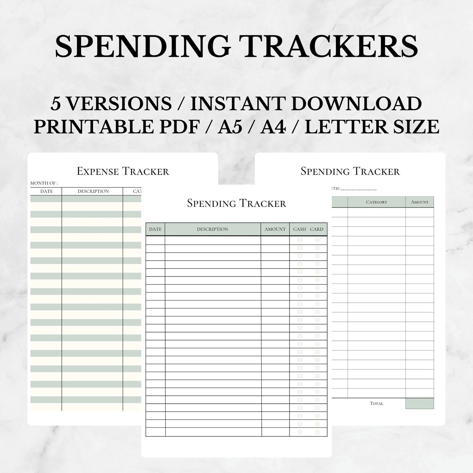 Spending Tracker Printable Expense Tracker Pdf Financial Planner ...