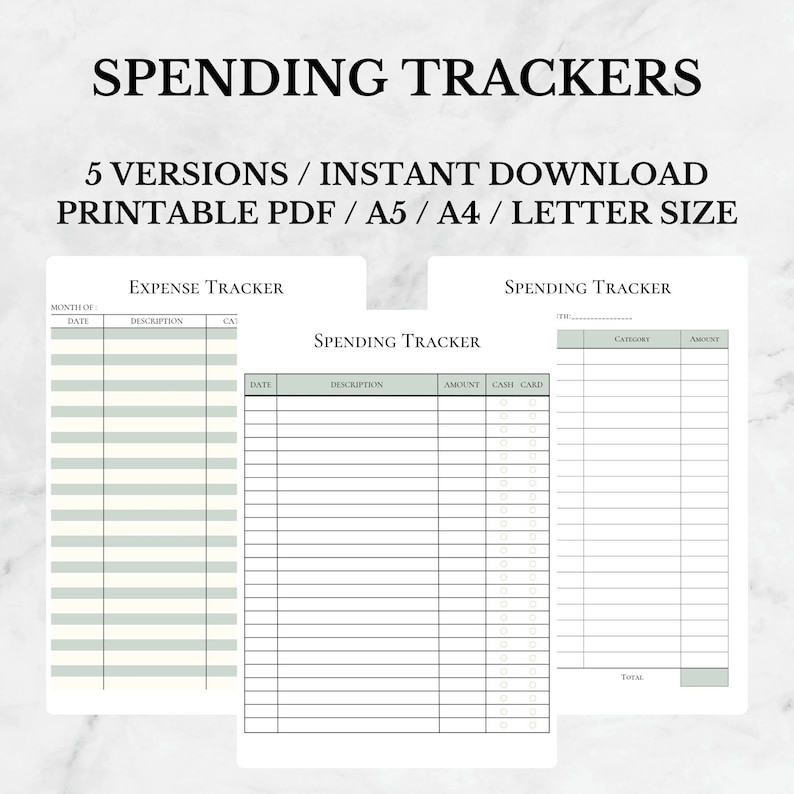 Spending Tracker Printable Expense Tracker Pdf Financial Planner ...