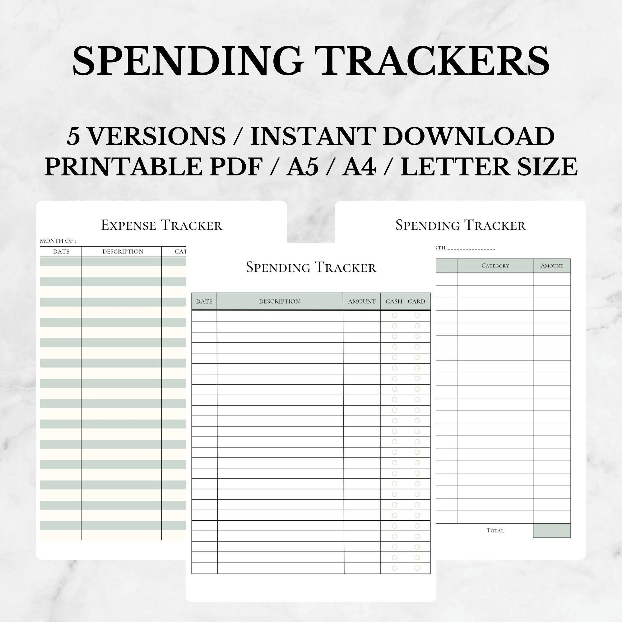 Spending Tracker Printable Expense Tracker Pdf Financial Planner ...
