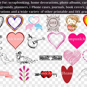 Love Heart Clipart Set 88 PNG SVG Valentines Day Decor Clip Art Bundle ...