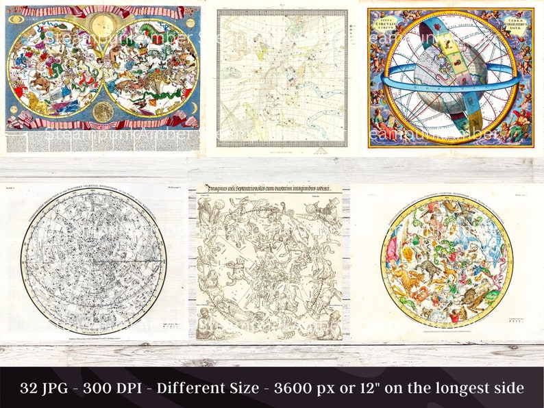 Astrological Star Chart Images | 32 HQ Digital Image Bundle 3 ...