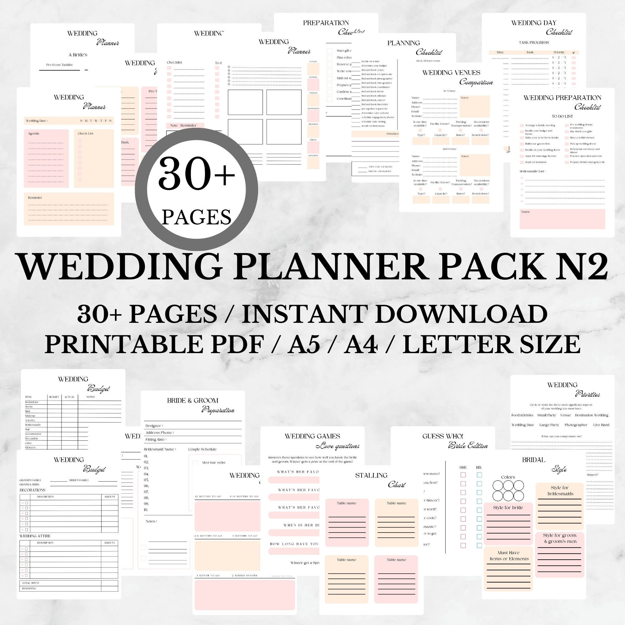 Wedding Planner Bundle Printable Wedding Binder Wedding Budget Wedding ...