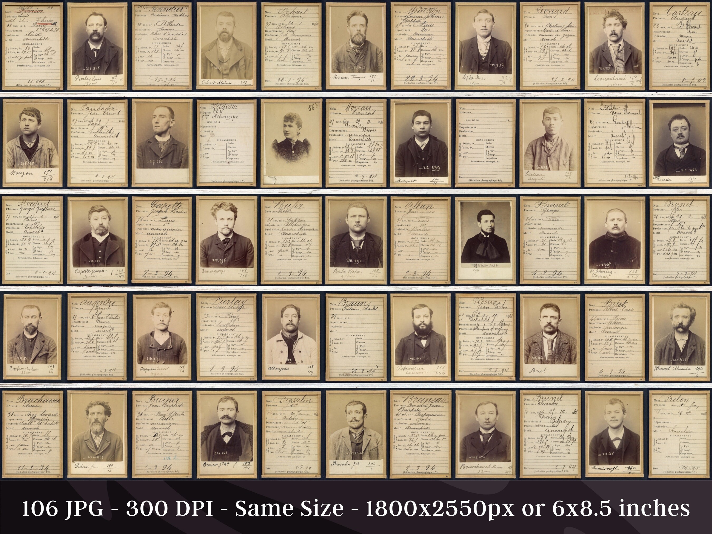 106 Vintage 1890s French Mugshots HD Image V1 | Prison Mugshot Criminal ...